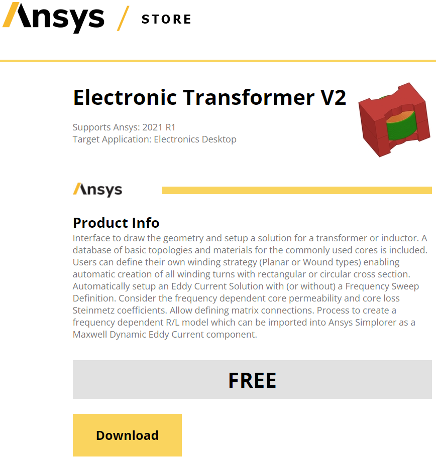 Ansys Electronics Transformer ACT